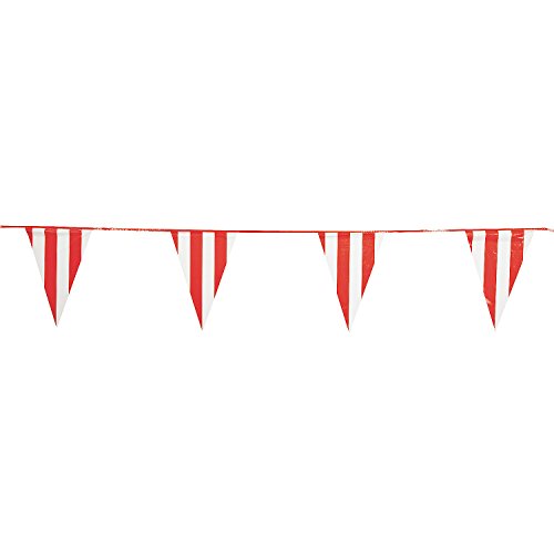 Fun Express Red & White Pennant Carnival Banner (100 feet long) Event Supplies