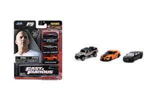 jada toys nano hollywood rides fast & furious 3 pk f9, black