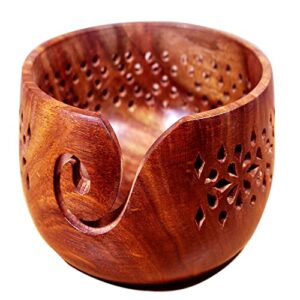 Wooden Yarn Bowl for Knitting Crocheting Handmade Bowl (Wooden Yarn Storage Bowl for Knitting), brown, 6X3X3