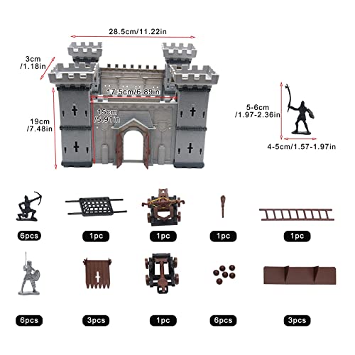 CfoPiryx Medieval Castle Toys,Knight Game Soldier Model Building Accessories, DIY Assembled Castle Model Set,Playset Gifts