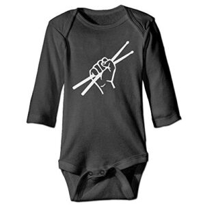 pengshiliu drummer drumsticks baby climbing long sleeve onesie 6-12 month black