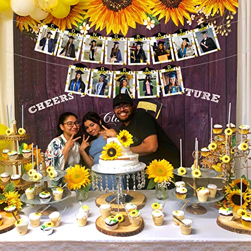 Sunflower Graduation Party Decorations 2023, Sunflower Congrats Grad Photo Banner, Class of 2023 Picture Banner Sign Photo Props for High School College Graduation Party Supplies 2023