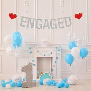 Helewilk Engaged Banner, Bridal Shower Engagement Party Sign, Glitter Sliver Bachelorette Photo Props, Indoor Outdoor Party Supplies