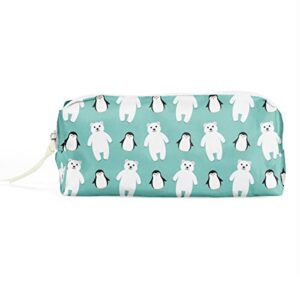 pencil pouch pencil case pencil bag pen case pouch box organizer for teen girls boys school students men women waterproof zipper pouch for office supplies makeup, penguin gifts polar bear gifts