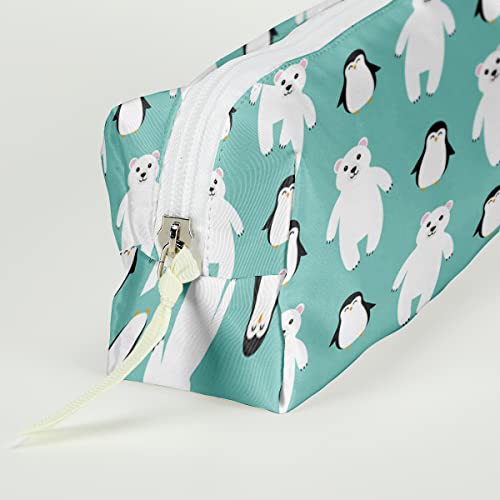 Pencil Pouch Pencil Case Pencil Bag Pen Case Pouch Box Organizer for Teen Girls Boys School Students Men Women Waterproof Zipper Pouch for Office Supplies Makeup, Penguin Gifts Polar Bear Gifts