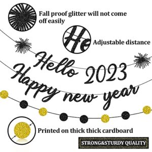 Glitter Black Gold Happy New Year Banner New Years Eve Banner 2023 Happy New Year Sign New Years Eve Party Supplies 2023 new year decorations