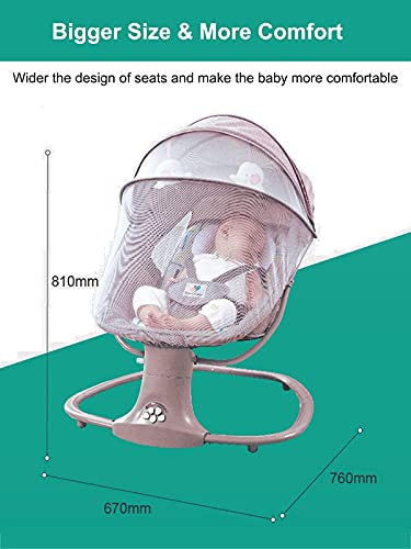 Baby Swing Baby Cradle Infant Motorized Adjustable Rocker Portable Swing with Bluetooth Music Speaker and 5 Swaying Gears Preset Lullabies and Smooth Remote Control (Pink)