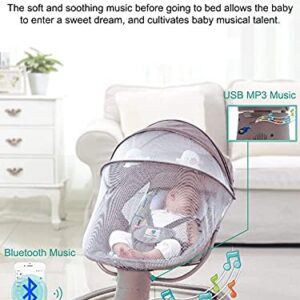 Baby Swing Baby Cradle Infant Motorized Adjustable Rocker Portable Swing with Bluetooth Music Speaker and 5 Swaying Gears Preset Lullabies and Smooth Remote Control (Pink)