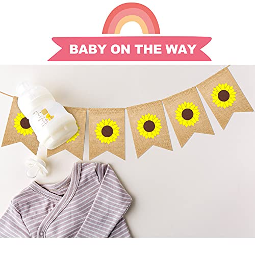 Sunflower Baby Shower Decorations, Adorable Sunflower Banner for Mantle, Summer Banner Sunflower for Baby Shower Birthday Party Wedding Baby Photo Sunflower Prop Banner