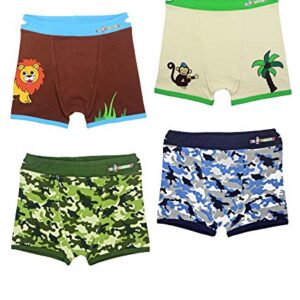 Ez Undeez Boys Boxer Briefs Toddler Training Underwear Easy Pull Up Handles (4 Pack) (2-3 years, Camo-Monkey-Lion)