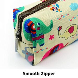 LParkin Elephant Pencil Case Capacity Canvas Pen Bag Pouch Case Makeup Cosmetic Bag Stationary Gift Gadget Box(Elephant)