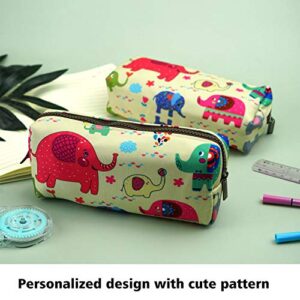 LParkin Elephant Pencil Case Capacity Canvas Pen Bag Pouch Case Makeup Cosmetic Bag Stationary Gift Gadget Box(Elephant)