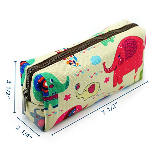 LParkin Elephant Pencil Case Capacity Canvas Pen Bag Pouch Case Makeup Cosmetic Bag Stationary Gift Gadget Box(Elephant)