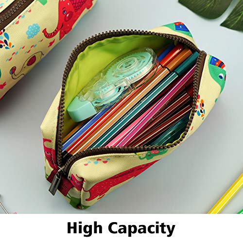 LParkin Elephant Pencil Case Capacity Canvas Pen Bag Pouch Case Makeup Cosmetic Bag Stationary Gift Gadget Box(Elephant)