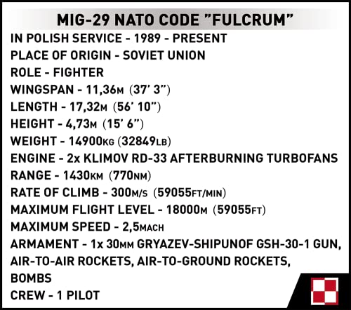 COBI Armed Forces MIG-29 NATO Code Fulcrum Plane