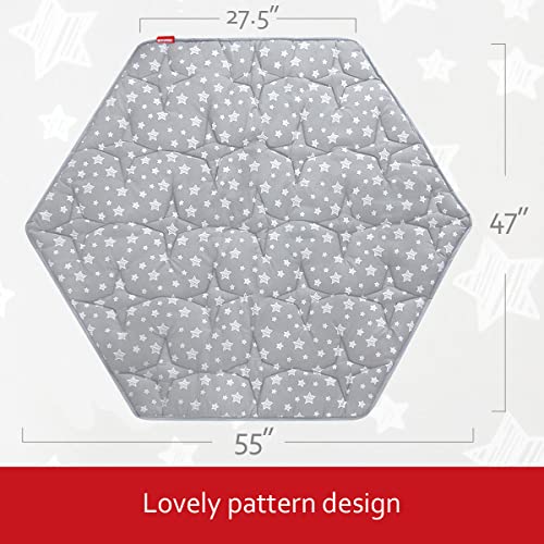 Hexagon Mat Mattress Pad, Non Slip Hexagon Baby Play Mat Compatible with Monobeach Princess Tent Kids Play Castle, Nursery Rug Play Mat, Grey with Star