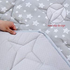 Hexagon Mat Mattress Pad, Non Slip Hexagon Baby Play Mat Compatible with Monobeach Princess Tent Kids Play Castle, Nursery Rug Play Mat, Grey with Star