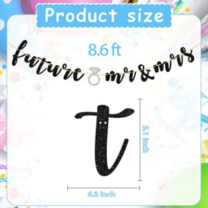 Halodete Future Mr & Mrs Banner, Engaged Banner, Bridal Shower, Wedding Party Garland Bunting Decorations - Black Glitter