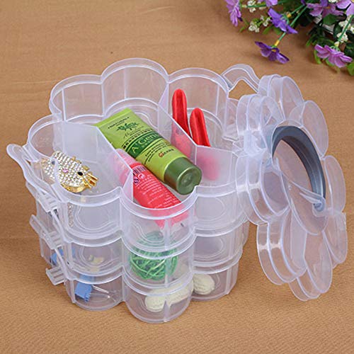 OWLEEN 3-Tier Clear Plastic Stackable Organiser Storage Hobby Craft Box Container Jewellery Case - Clear