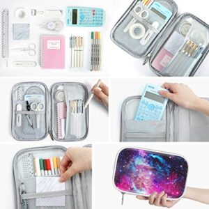 ZZKKO Space Galaxy Starry Night Pencil Bag Case Zipper Pencil Holder Organizer Stationary Pen Bag Cosmetic Makeup Bag Pouch Purse for School Office Supplies