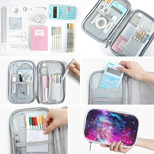 ZZKKO Space Galaxy Starry Night Pencil Bag Case Zipper Pencil Holder Organizer Stationary Pen Bag Cosmetic Makeup Bag Pouch Purse for School Office Supplies