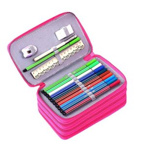 Tofficu 72 Slots Pencil Holder Organizer 4- Layer Colored Pencil Case Stationary Box with Zipper Students Pen Pouch Bag for Art School Office Travel (Rosy)