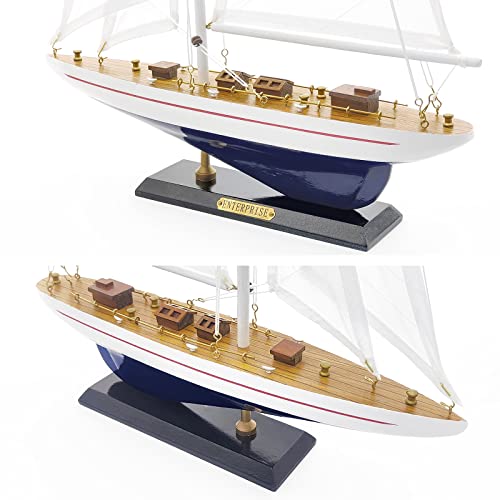 NAUTIMALL Wooden Sailing Boat Sailboat Yacht Model 19" Endeavour Enterprise Scale Replica Nautical Decor Corporate Personalized Gift (Enterprise 19inch)