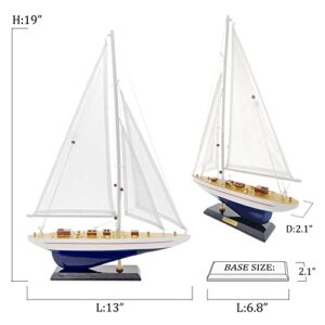 NAUTIMALL Wooden Sailing Boat Sailboat Yacht Model 19" Endeavour Enterprise Scale Replica Nautical Decor Corporate Personalized Gift (Enterprise 19inch)