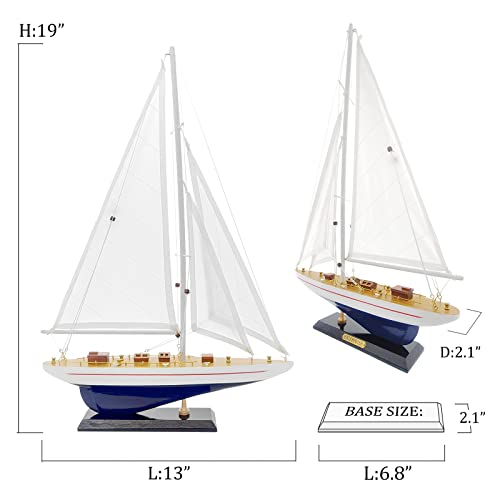 NAUTIMALL Wooden Sailing Boat Sailboat Yacht Model 19" Endeavour Enterprise Scale Replica Nautical Decor Corporate Personalized Gift (Enterprise 19inch)