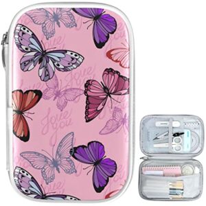 zzkko flying butterflies pink pencil bag case zipper pencil holder organizer stationary pen bag cosmetic makeup bag pouch purse for school office supplies