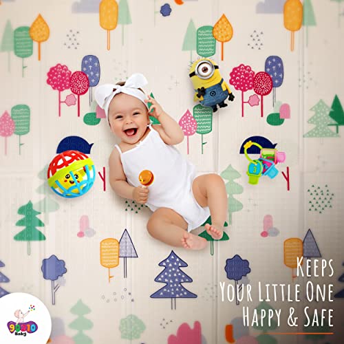 90210 Baby Play Mat - 70 x 78 x 0.3 Extra Large Baby Play Mats for Babies and Toddlers, Reversible Crawling Mat, Water-Proof, Foldable, with Thick Foam, Safe for Kids and Babies