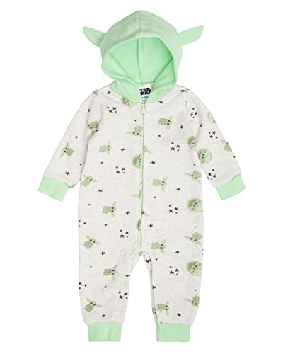 Star Wars Baby Yoda New Born Infant Boys' Long Sleeve Fleece Hooded Romper Bodysuit Printed 24 Months