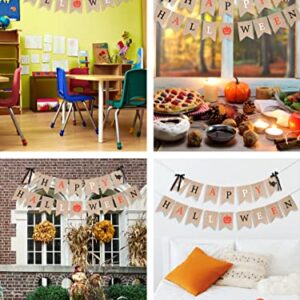 Happy Halloween Banner - Halloween Garland Decorations for Party Indoor Outdoor Office Mantle Fireplace Classroom by Happy Halloween Burlap Banner Mandala Crafts