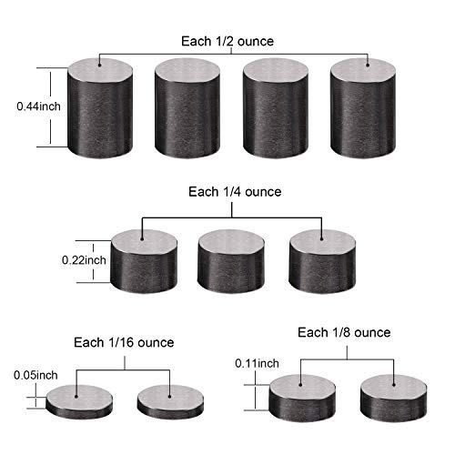 Tungsten Weights 3.125 Ounce 3/8 Inch Incremental Cylinders Car Incremental Weights Compatible with Pinewood Car Derby Weights (11 Pieces, 4 Size)