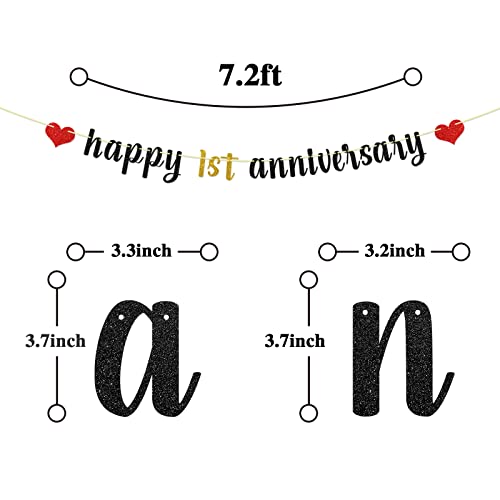 Maicaiffe Happy 1st Anniversary Banner - for 1st Wedding Anniversary / 1st Anniversary Party / 1st Birthday Party Decorations (1st)