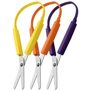 special supplies loop scissors for teens and adults 8 inches (3-pack) colorful looped, adaptive design, right and lefty support, small, easy-open squeeze handles, supports elderly and special needs