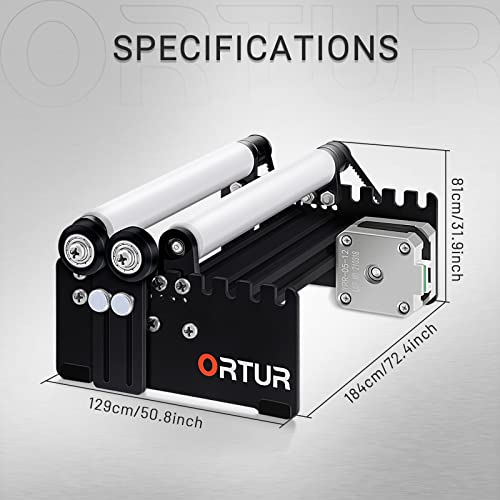 ORTUR Laser Rotary Roller, 360° Laser Engraver Y-axis Rotary Module for Engraving Cylindrical Objects Cans, 7 Adjustment Diameters, Min to 8mm, Compatible with Most Laser Engraving Machines