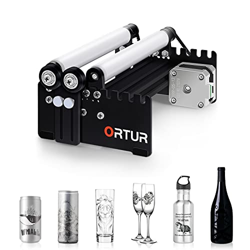 ORTUR Laser Rotary Roller, 360° Laser Engraver Y-axis Rotary Module for Engraving Cylindrical Objects Cans, 7 Adjustment Diameters, Min to 8mm, Compatible with Most Laser Engraving Machines