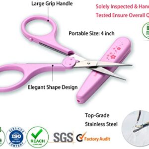 PAFASON 4" Stainless Steel Detail Craft Scissors Set with Straight & Precise Tips & Safety Cover Ideal for Scrapbooking, Paper Cutting, Sewing, Crafting, Quilting