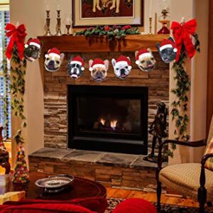 French Bulldog Christmas Garland, Dog Face Christmas Hanging Decorations