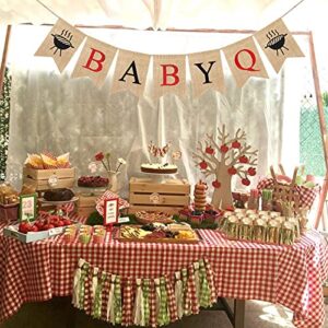 Uniwish Baby Q Banner for Baby Shower Birthday Party Decorations Summer BBQ Barbecue Picnic Party Supplies Photo Backdrop