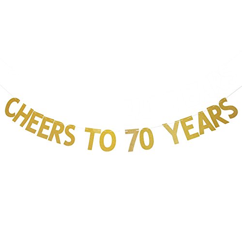 Gold Glitter Cheers to 70 Years Banner 70th Birthday Anniversary Party Photo Prop Garlands Bunting Decor (70)