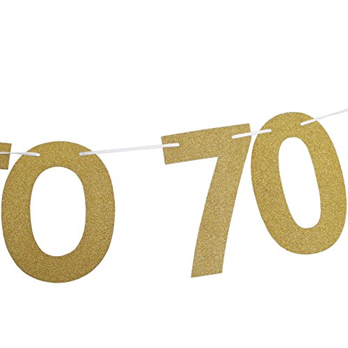 Gold Glitter Cheers to 70 Years Banner 70th Birthday Anniversary Party Photo Prop Garlands Bunting Decor (70)