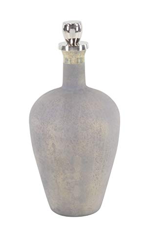 Deco 79 Glass Decorative Jars with Stoppered Top, 10" x 10" x 22", Tan