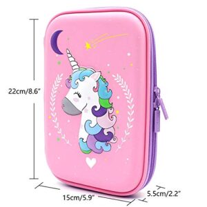 SOOCUTE Moon Unicorn Pop Out Big Capacity Pencil Pen Case Bag Pouch Holder for School Office College Girls Kids Toddlers (Light Pink)