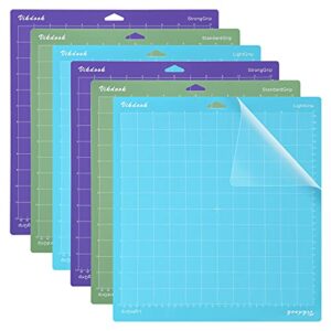 vikdook cutting mat for cricut maker 12” x12” variety grip sticky mats pack blue light grip green standard grip purple strong grip total 6 mats