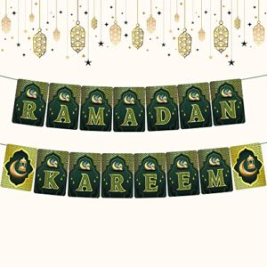 katchon, ramadan kareem banner large – 10 feet, no diy | ramadan banner for ramadan decorations for home | ramadan mubarak banner for ramadan mubarak decorations | green ramadan party supplies banner