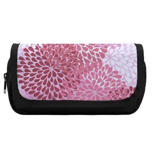 dahlia floral background large capacity pencil case multi-slot pencil bag portable pen storage pouch with zipper