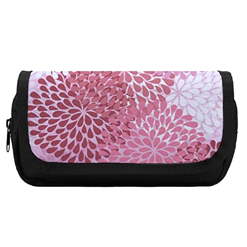 Dahlia Floral Background Large Capacity Pencil Case Multi-Slot Pencil Bag Portable Pen Storage Pouch with Zipper