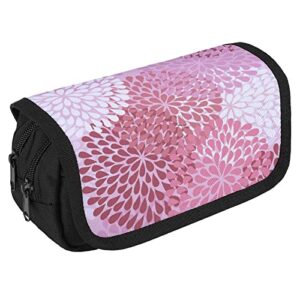 Dahlia Floral Background Large Capacity Pencil Case Multi-Slot Pencil Bag Portable Pen Storage Pouch with Zipper